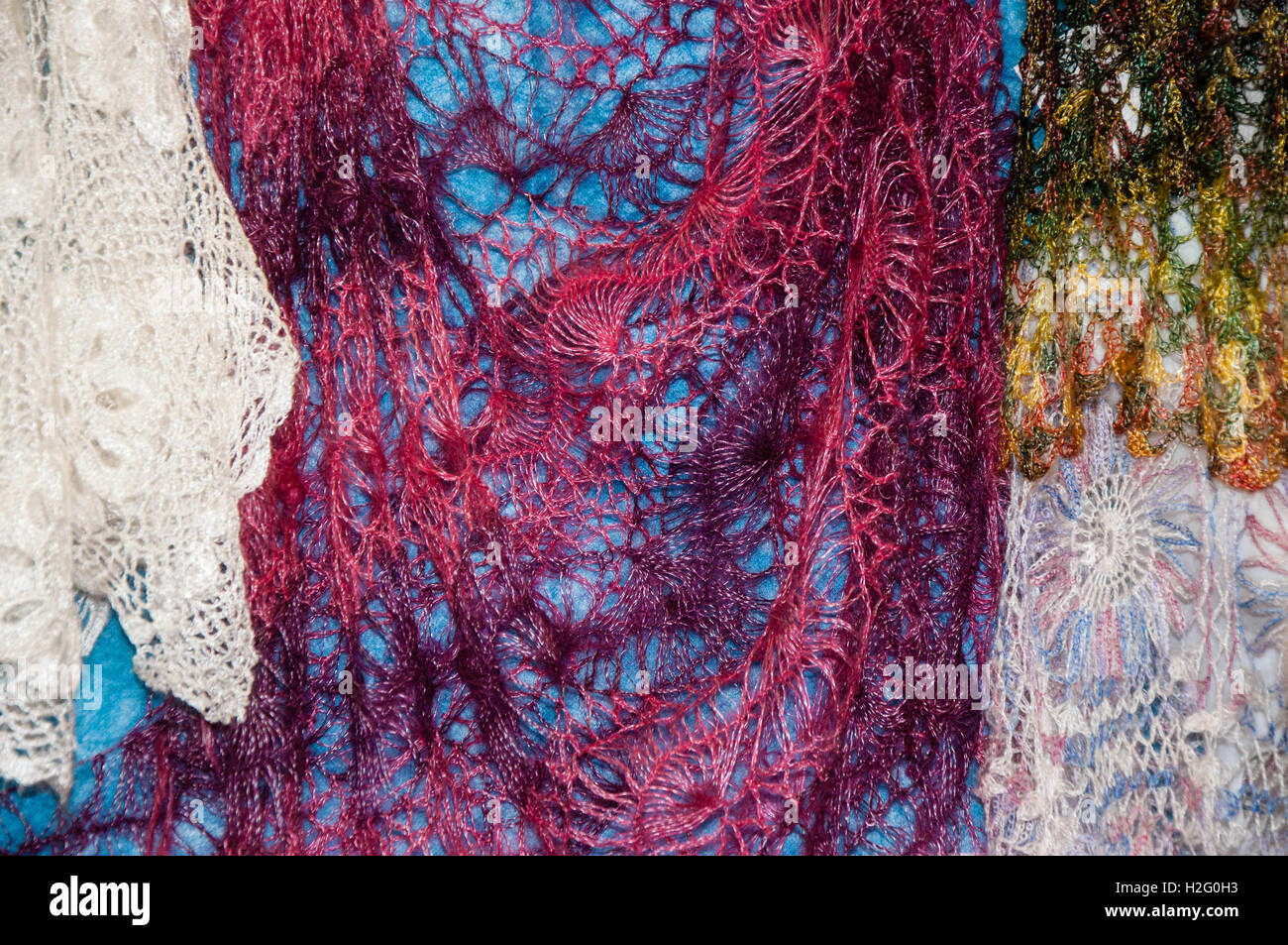 Patterns of the Orenburg downy shawl from delicate goat down Stock ...