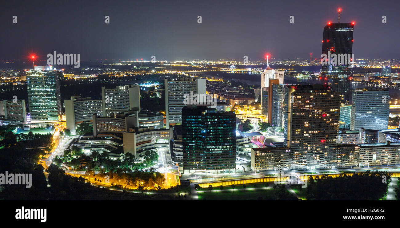 Vienna by night landscape with city lights, aerial view Stock Photo - Alamy