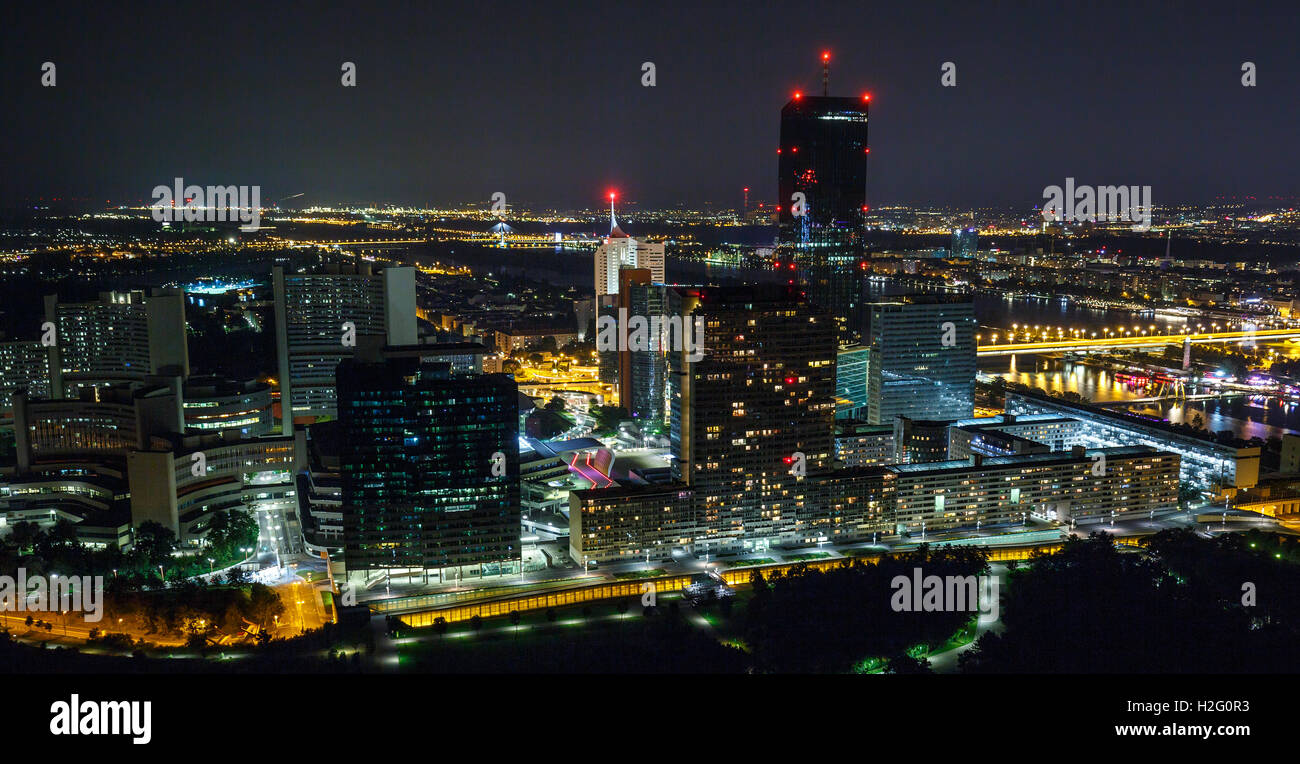 Vienna by night landscape with city lights, aerial view Stock Photo - Alamy