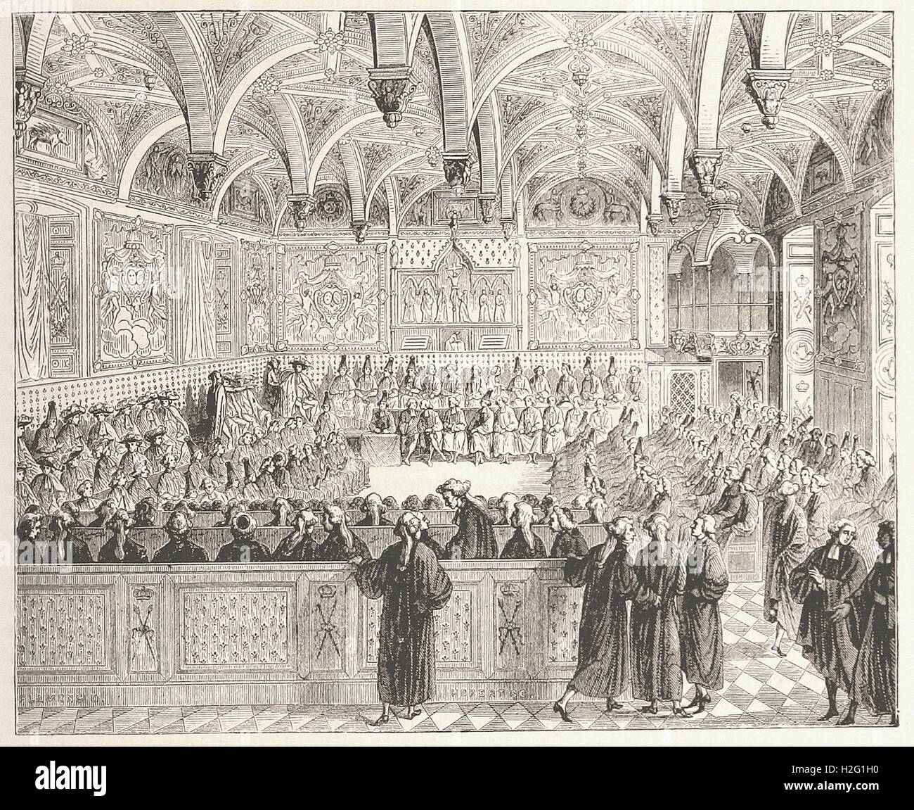 SITTING OF THE PARLIAMENT OF PARIS - from 'Cassell's Illustrated ...