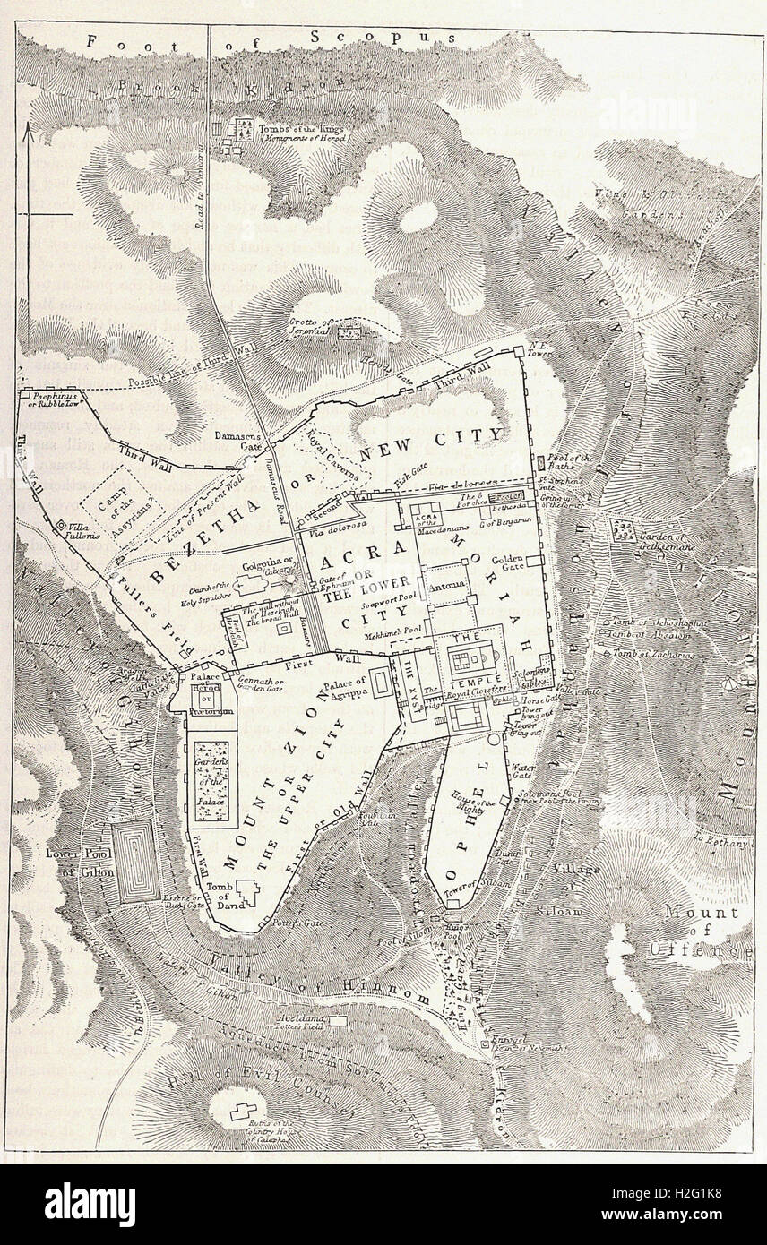 PLAN OF JERUSALEM IN TIIE FIRST CHRISTIAN CENTURY - from 'Cassell's ...