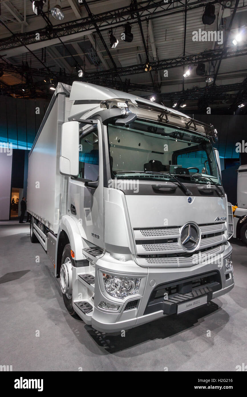 Mercedes Benz Antos panel truck Stock Photo - Alamy