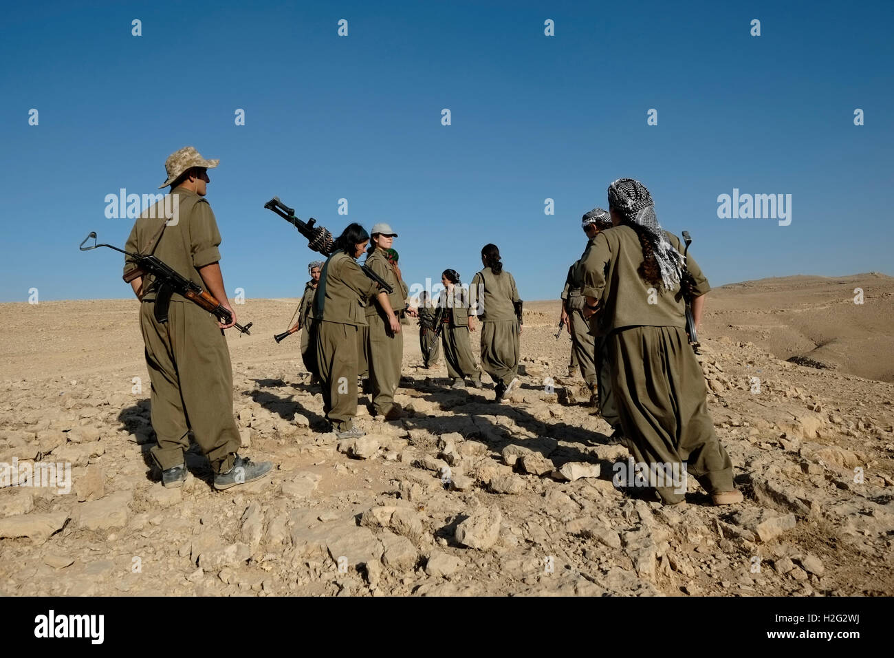 A group of female Kurdish fighters of the Kurdistan Workers Party PKK ...