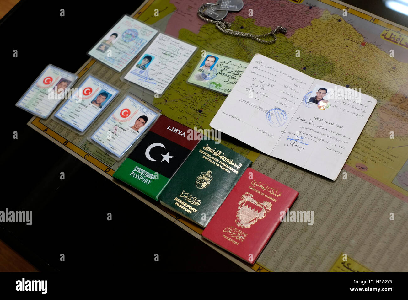 Collection of Turkish identity cards and foreign passports found on the ...