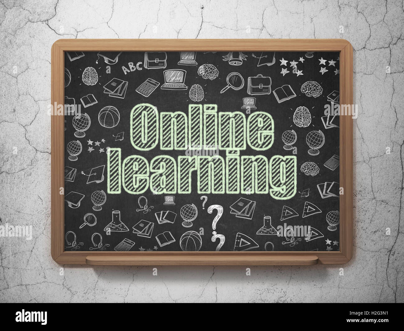 Education concept: Online Learning on School board background Stock ...