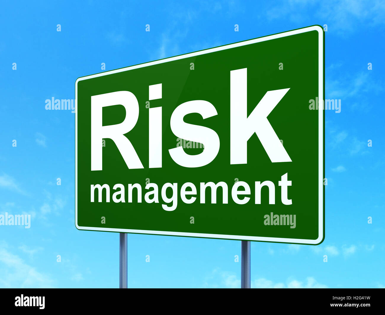 Finance concept: Risk Management on road sign background Stock Photo ...