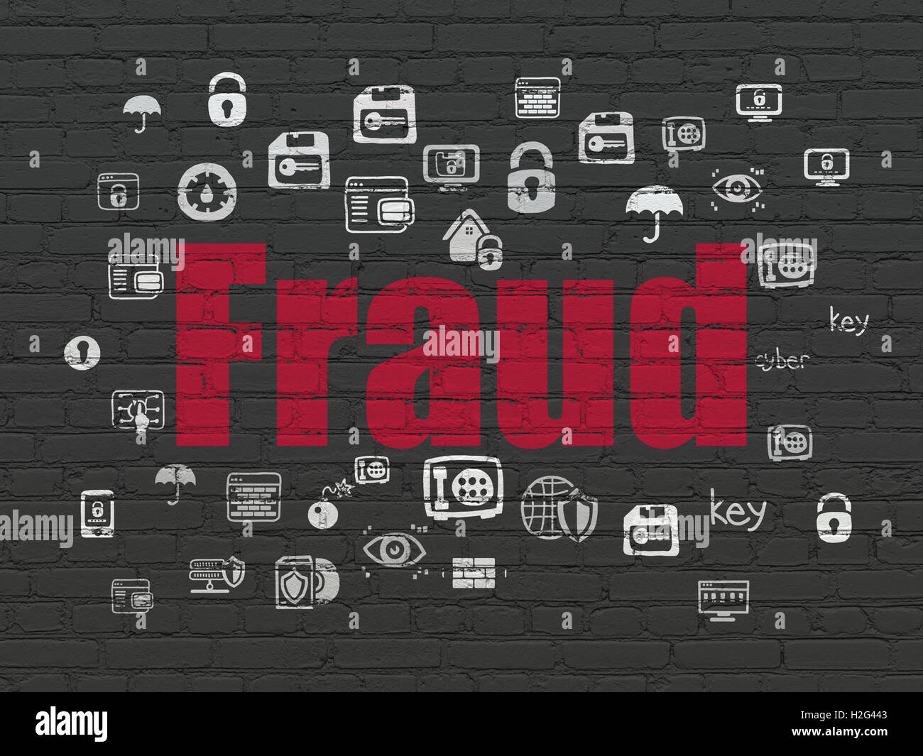 Security concept: Fraud on wall background Stock Photo - Alamy