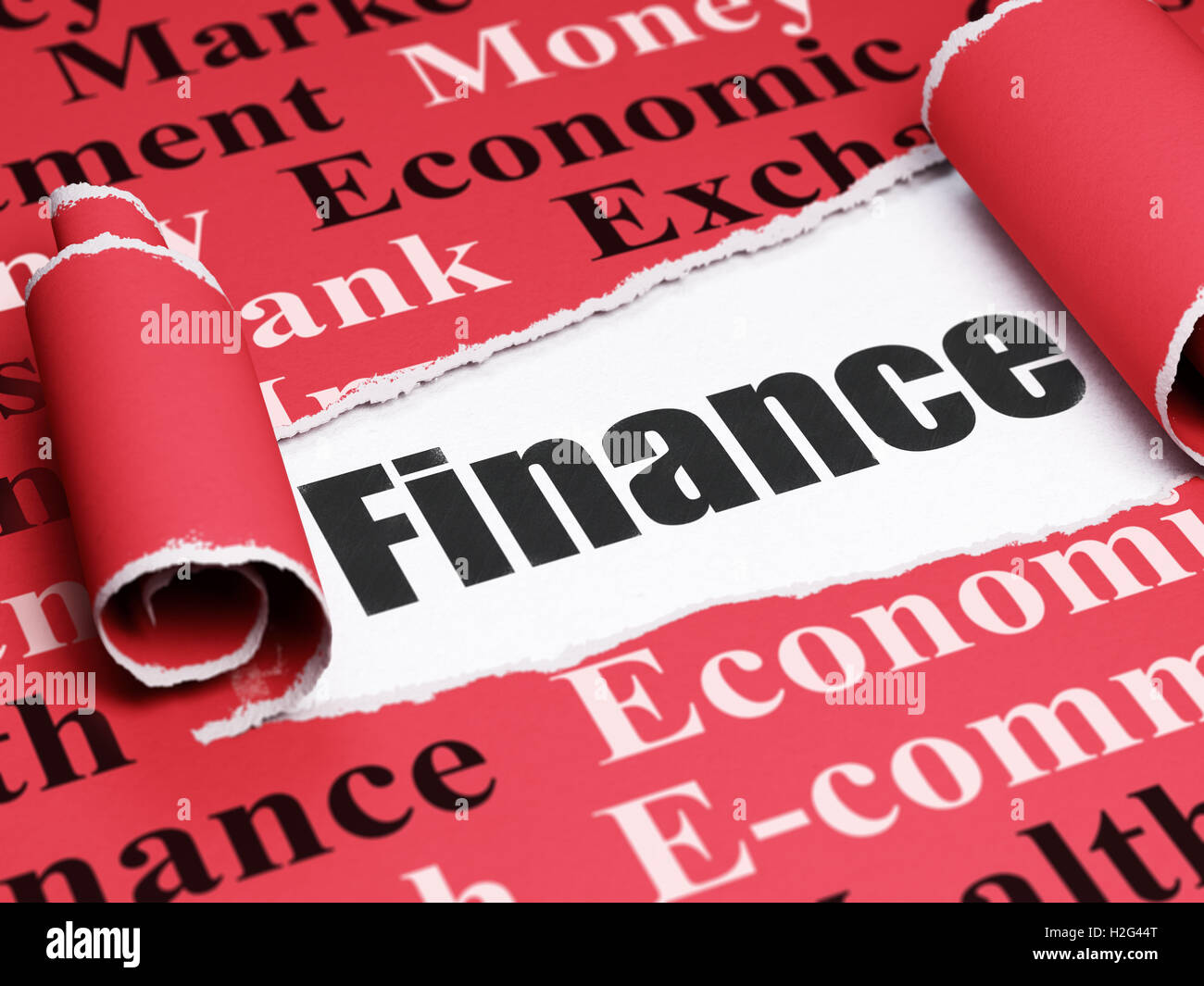 Money concept: black text Finance under the piece of torn paper Stock ...