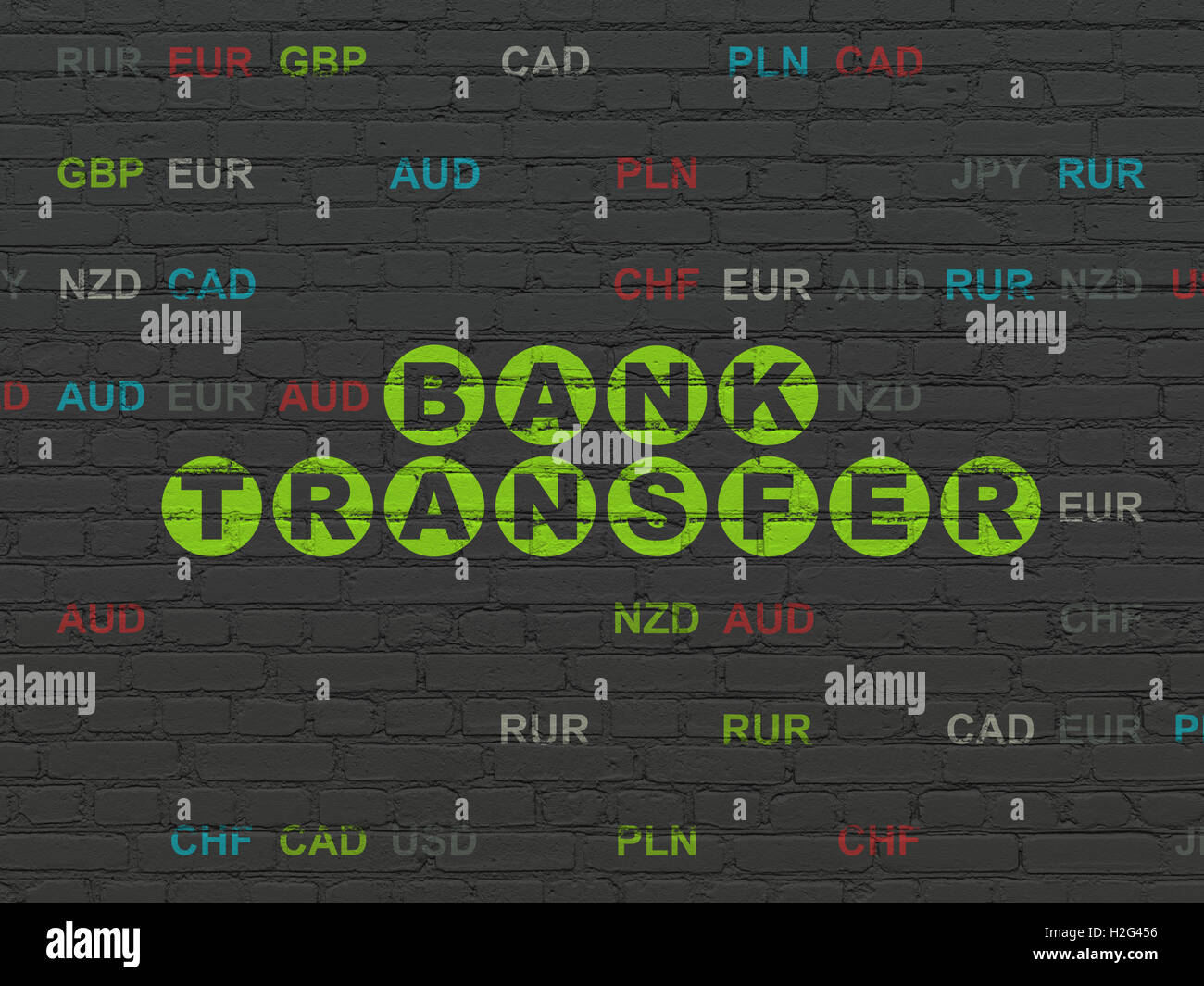 Banking concept: Bank Transfer on wall background Stock Photo - Alamy