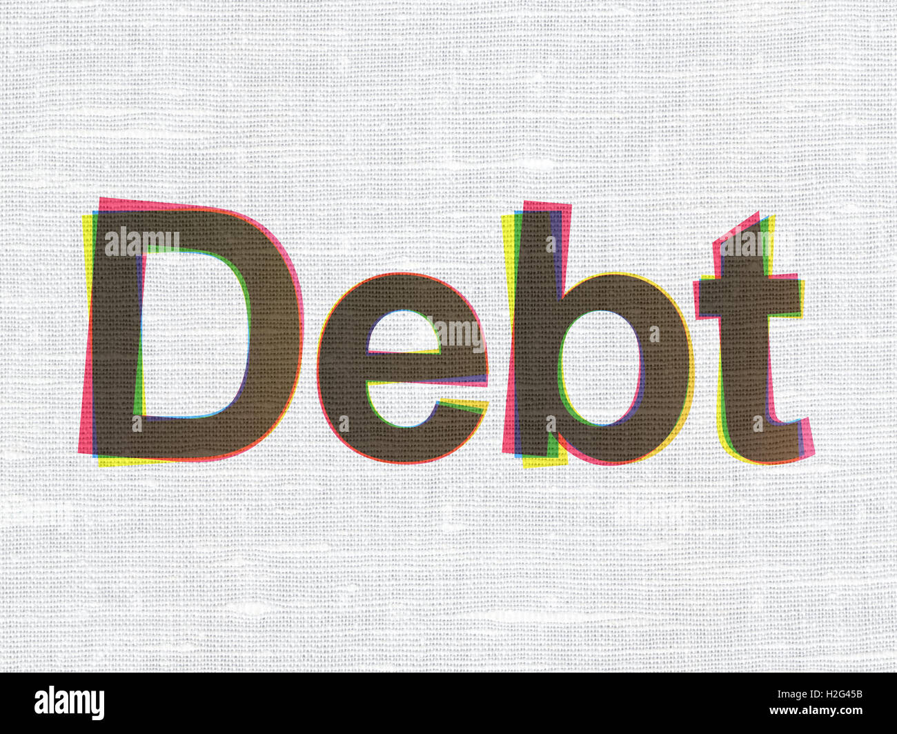 Currency concept: Debt on fabric texture background Stock Photo - Alamy