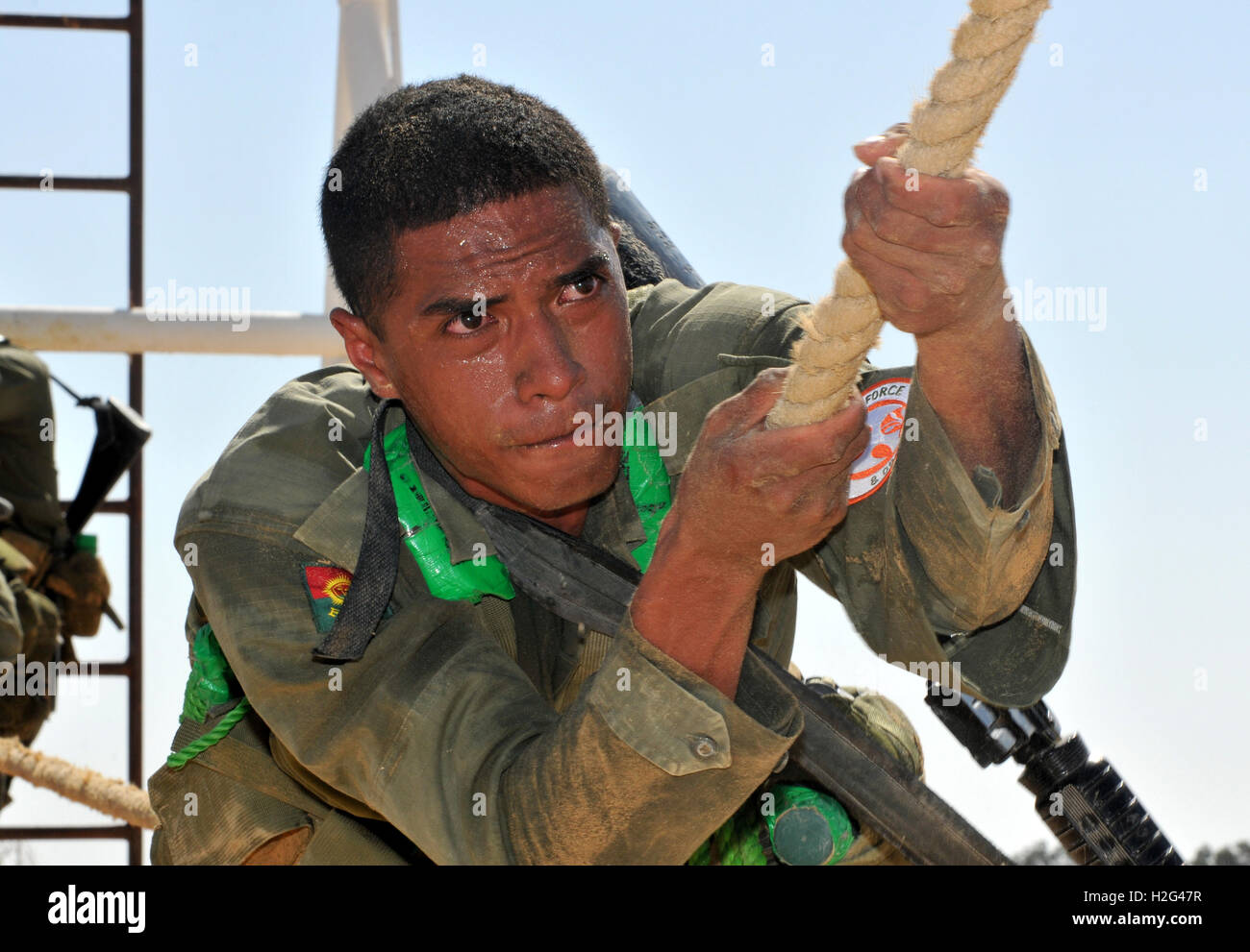 Fijian soldiers from the 2nd Fiji Infantry Regiment, assigned to the U ...