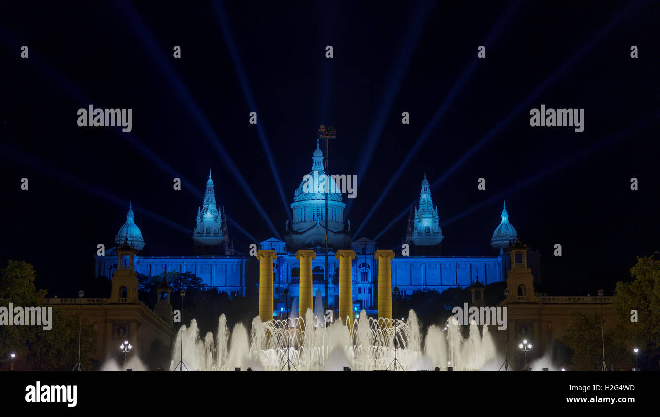 Barcelona, Spain. Magic Fountain of Montjuic laser and water show at ...
