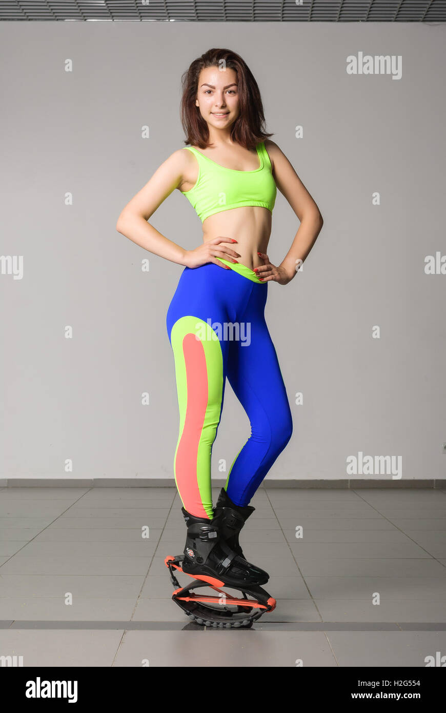 attractive fitness woman, trained female body, lifestyle portrait Stock ...