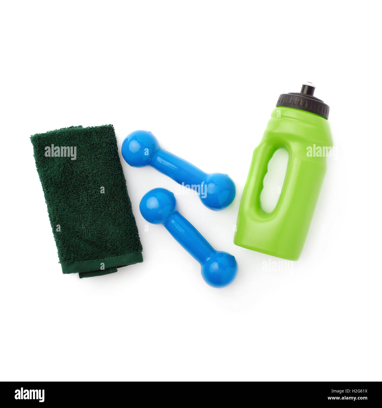 Pair of Plastic coated dumbells isolated over the white background ...