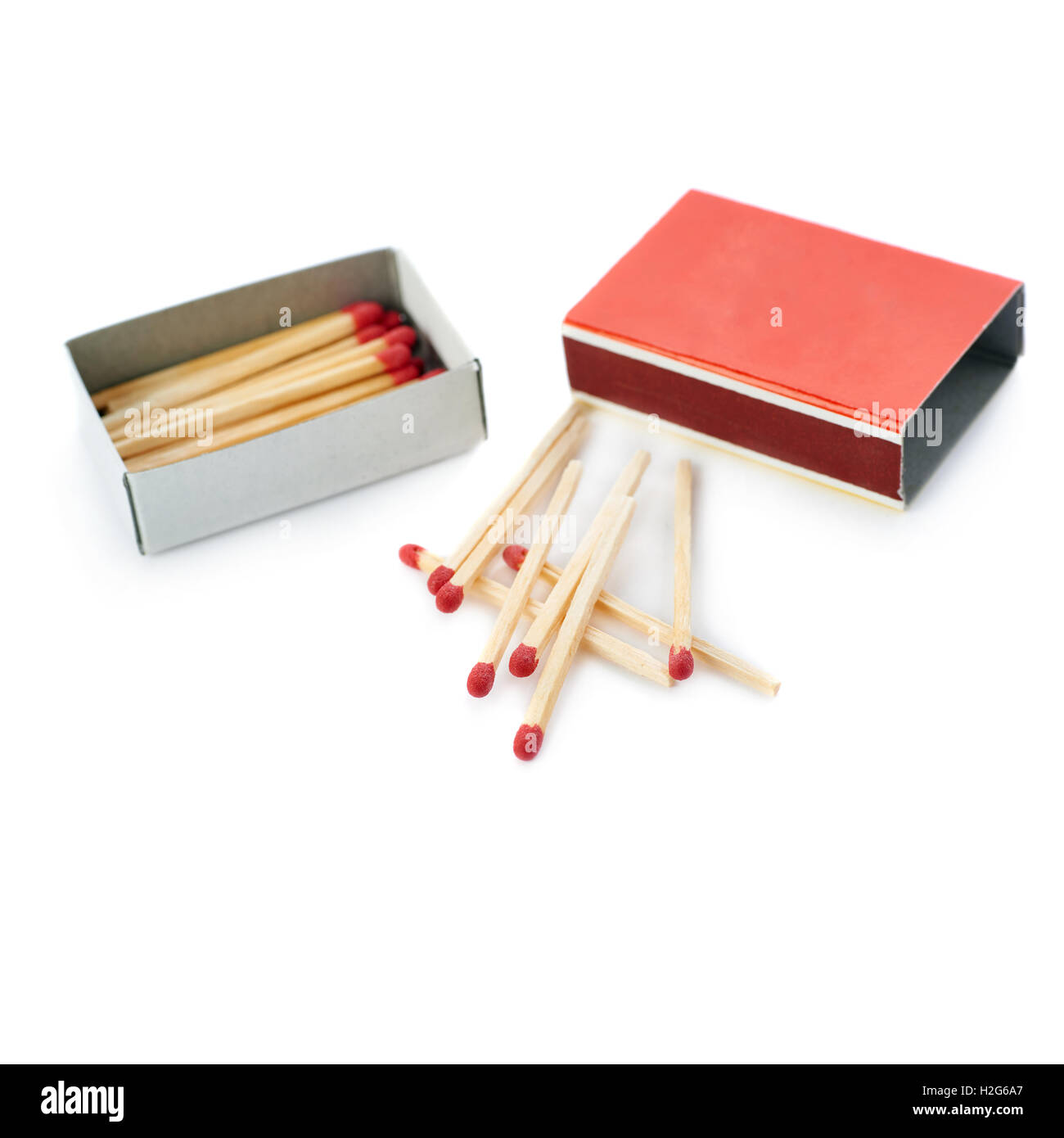 Pile of Wooden matches with box isolated over the white background ...