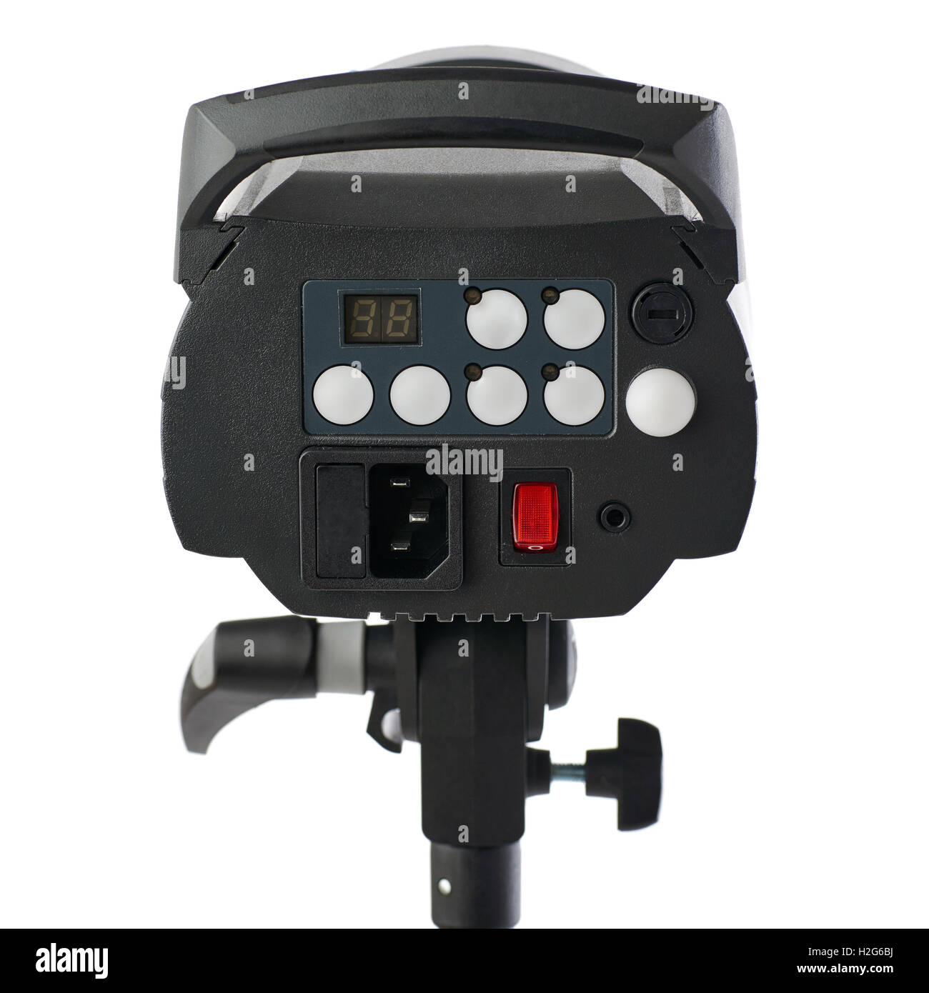 Studio flash on a stand over isolated white background Stock Photo - Alamy