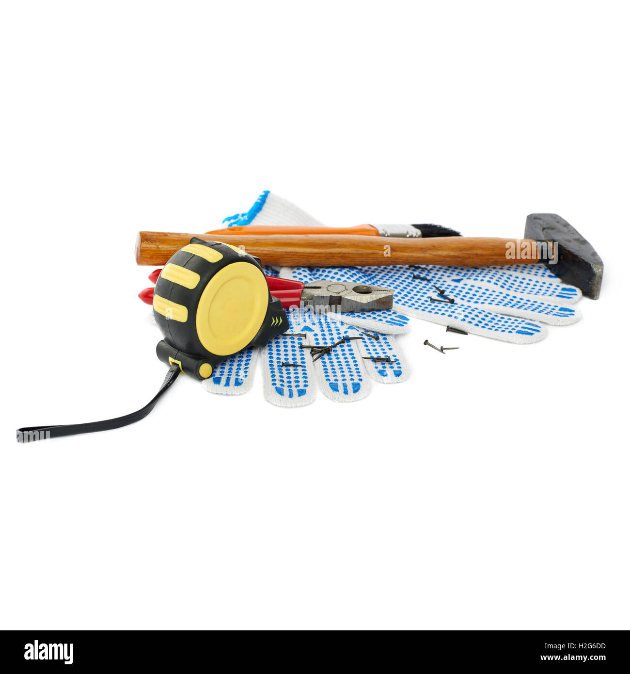 Pile of working tools over isolated white background Stock Photo - Alamy