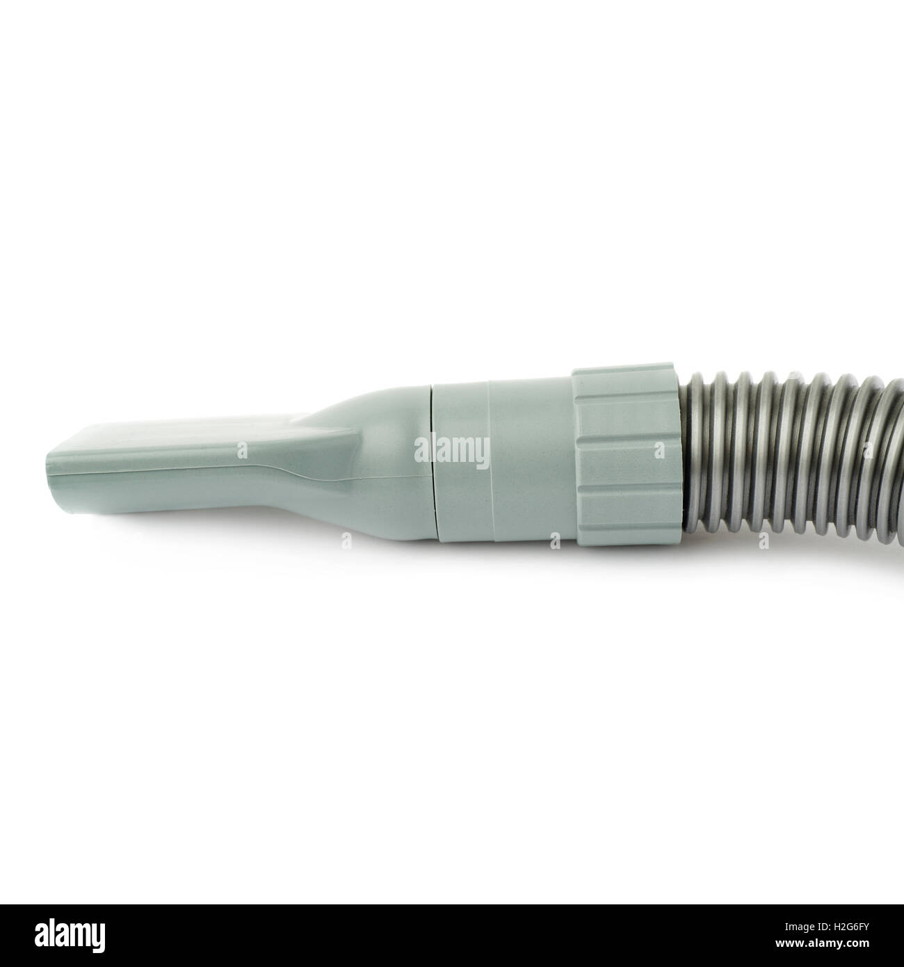 Part of Hand held small vacuum cleaner hose isolated over the white ...