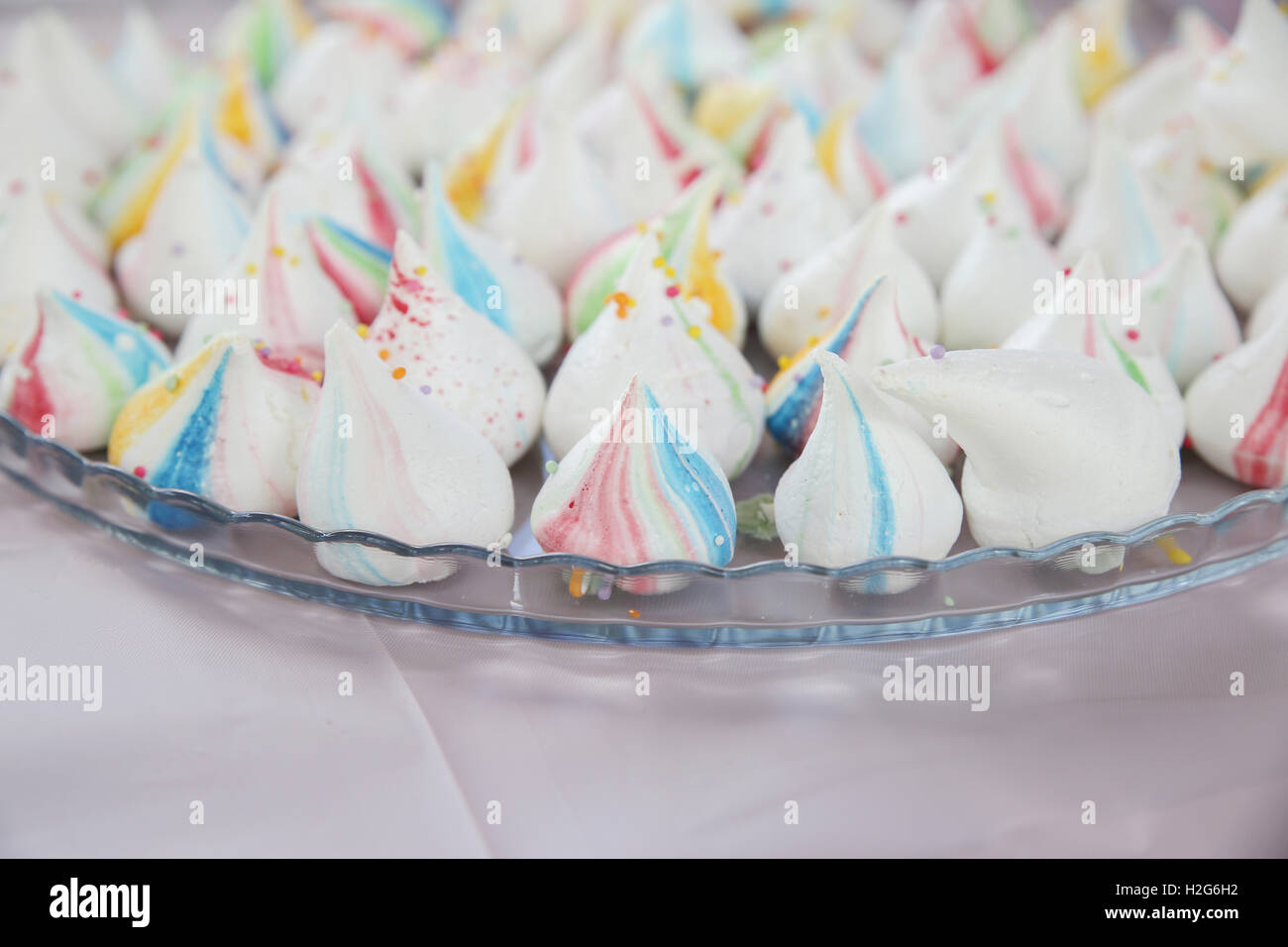 Homemade rainbow meringue kisses drops, soft selective focus Stock ...