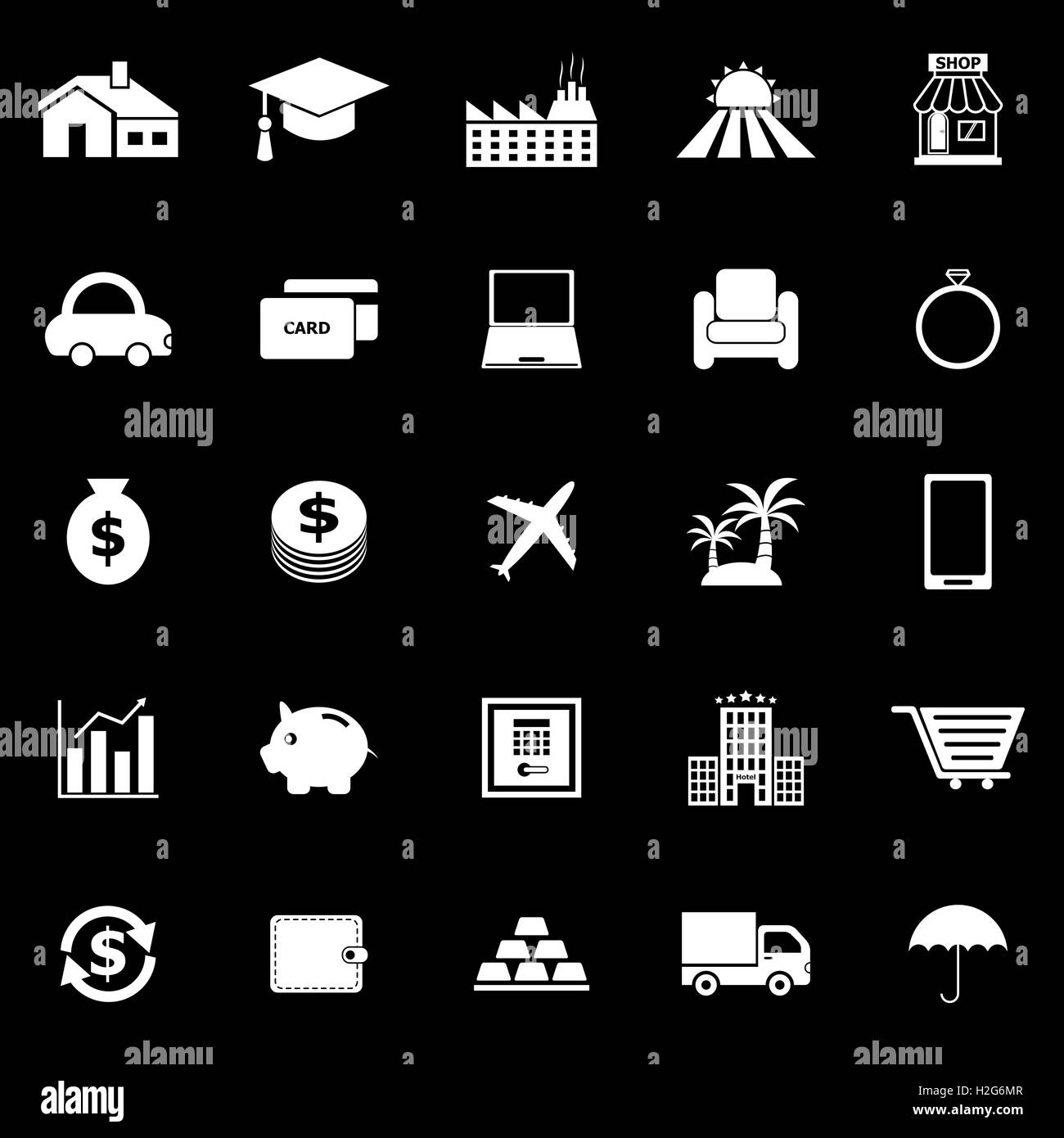 Loan icons on black background, stock vector Stock Vector Image & Art ...