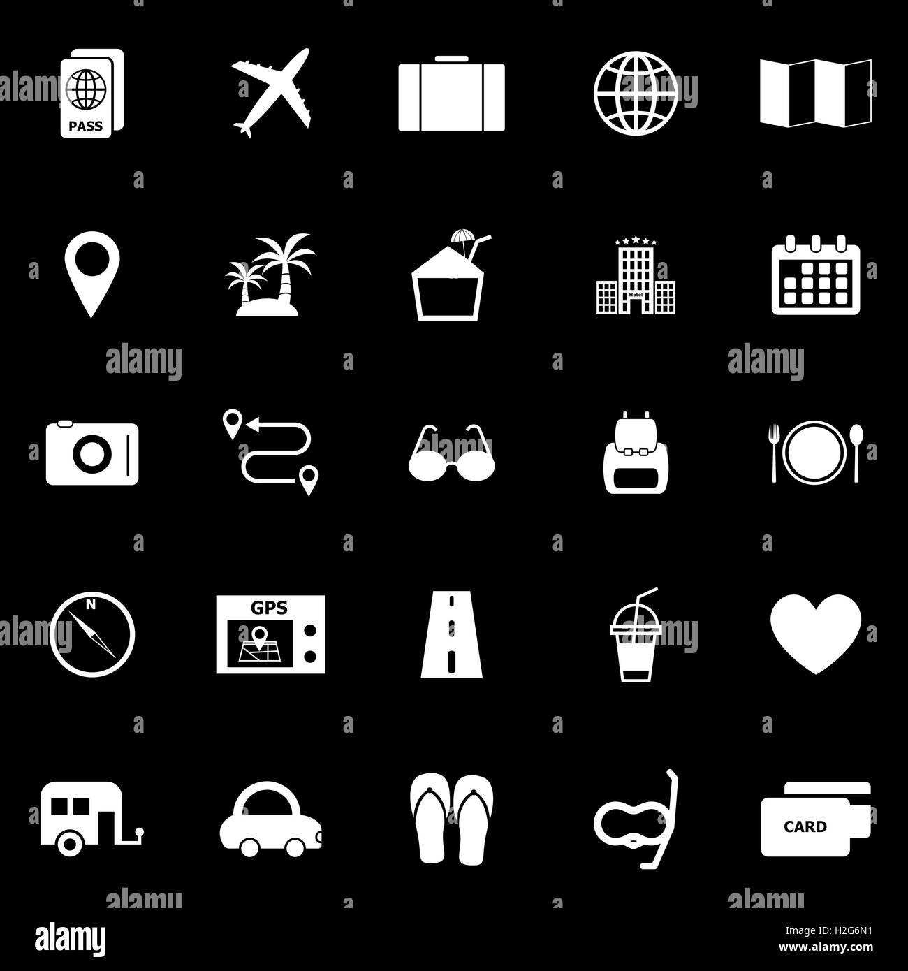 Trip icons on black background, stock vector Stock Vector Image & Art ...