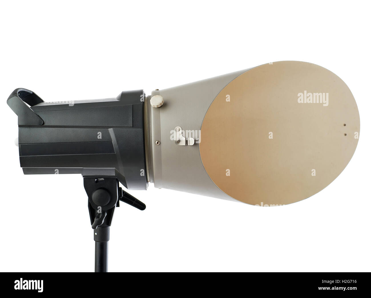 Studio flash on a stand over isolated white background Stock Photo - Alamy