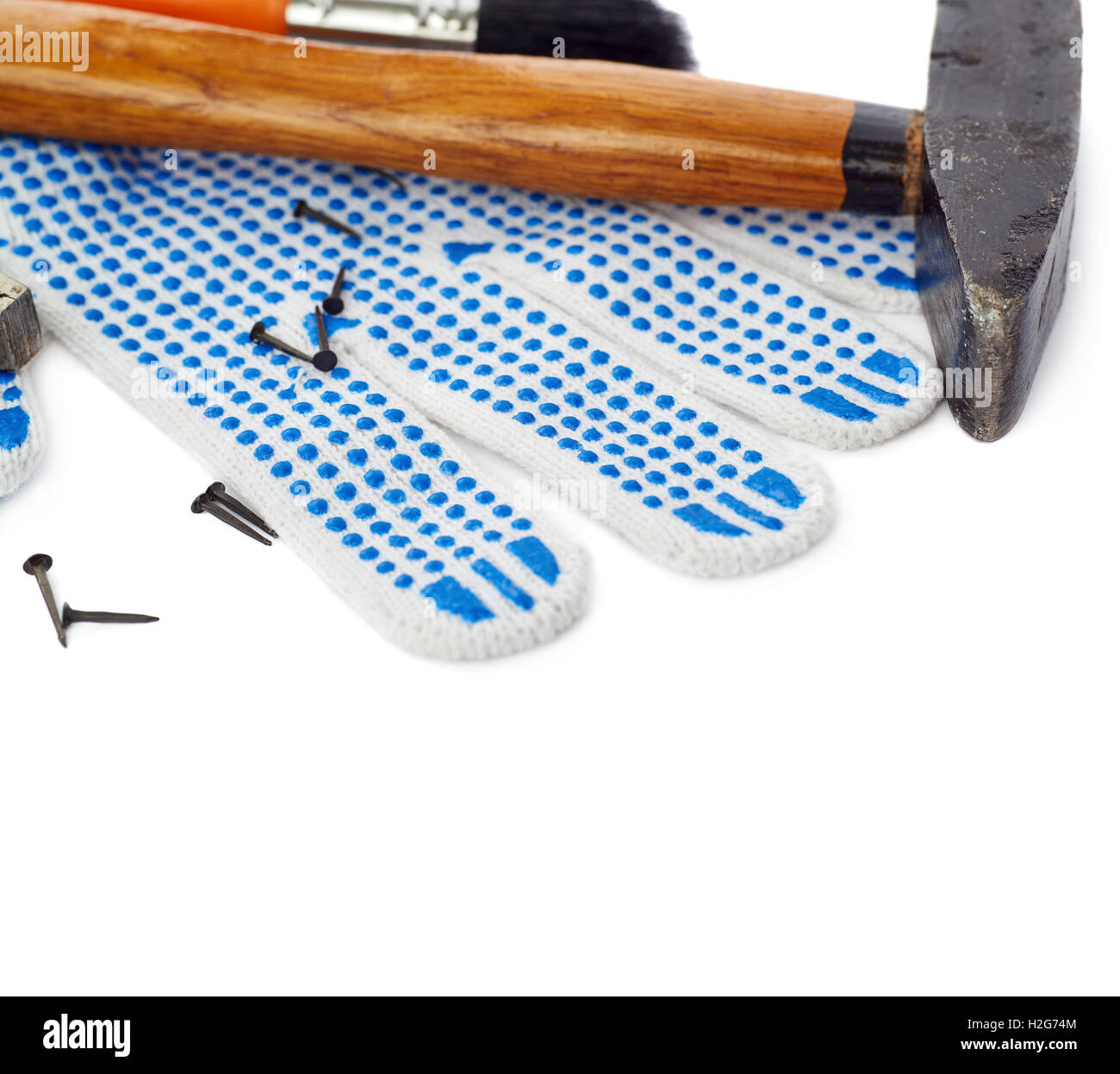 Pile of working tools over isolated white background Stock Photo - Alamy