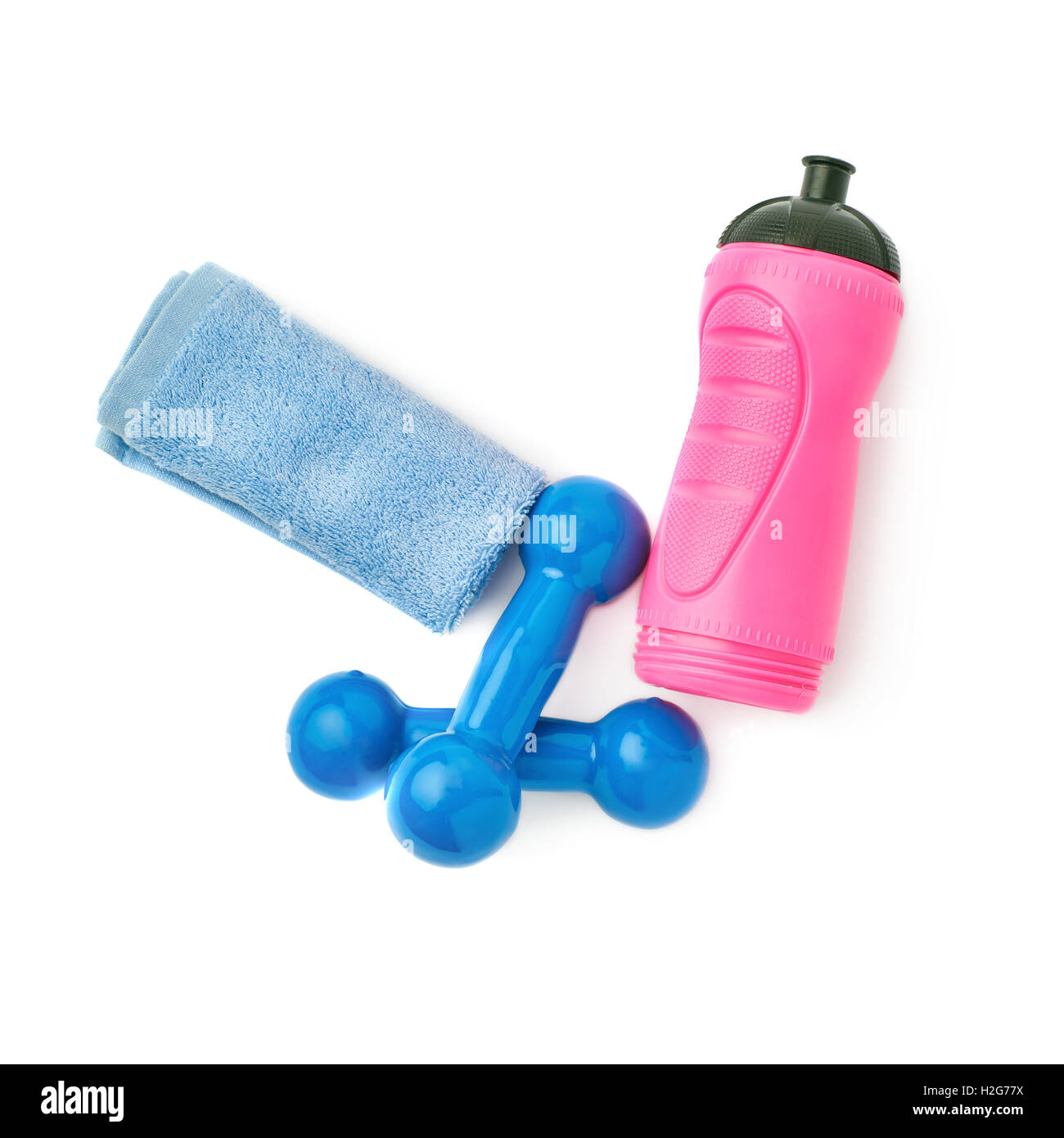 Pair of Plastic coated dumbells isolated over the white background ...
