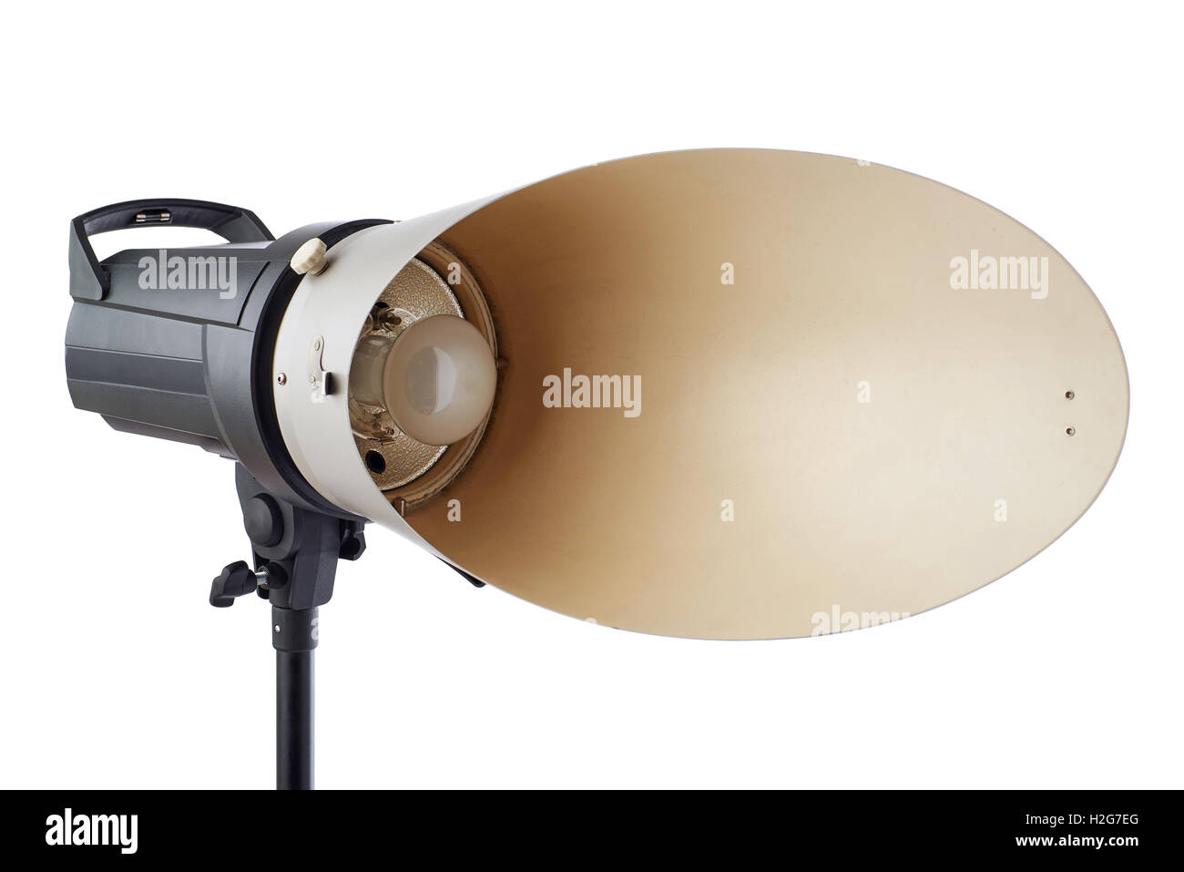 Studio flash on a stand over isolated white background Stock Photo - Alamy