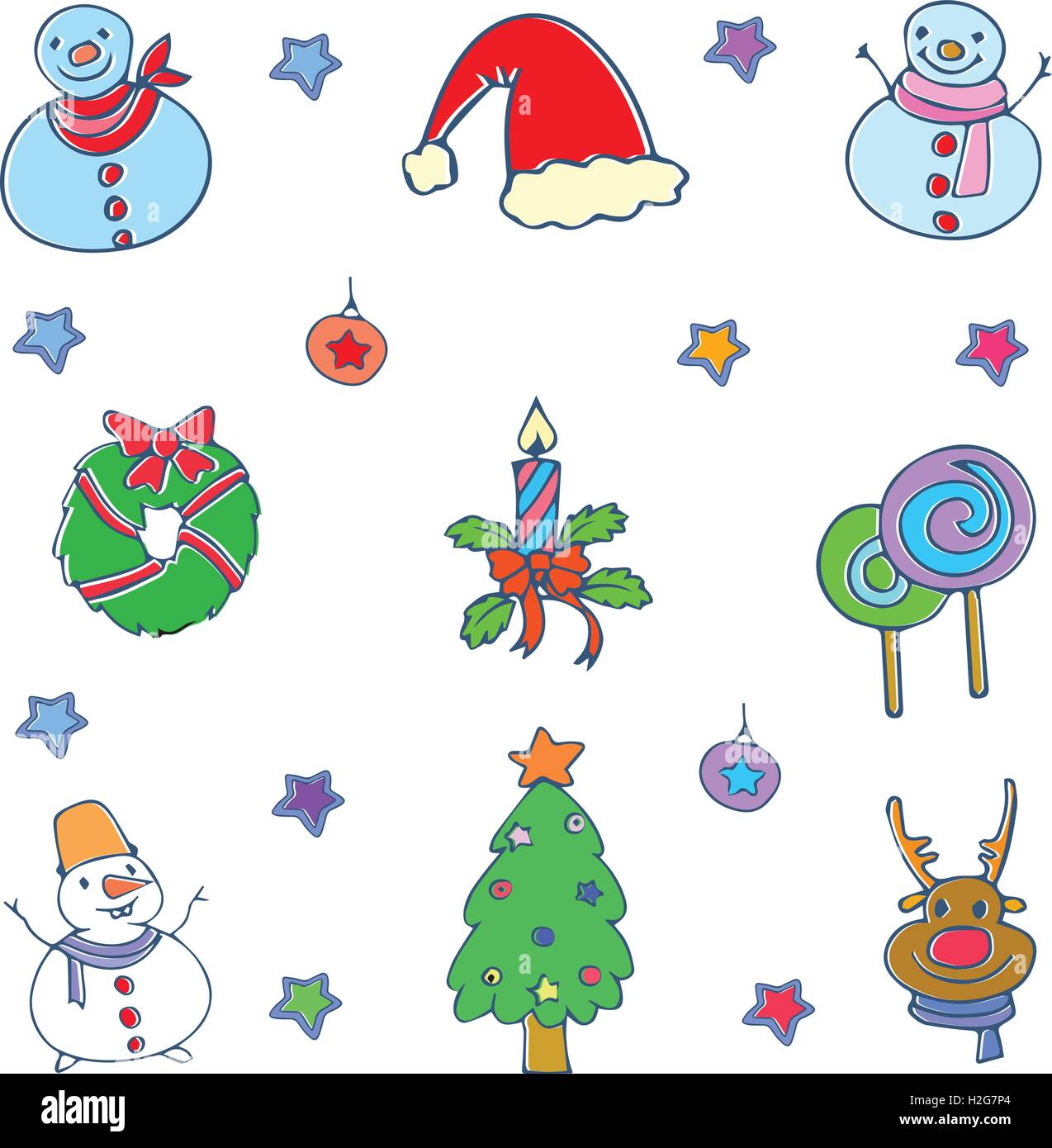 Christmas set design element of doodle Stock Vector Image & Art - Alamy