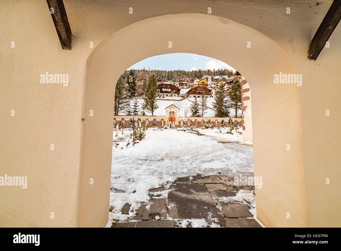snowy alpine cemetery in winter Stock Photo - Alamy