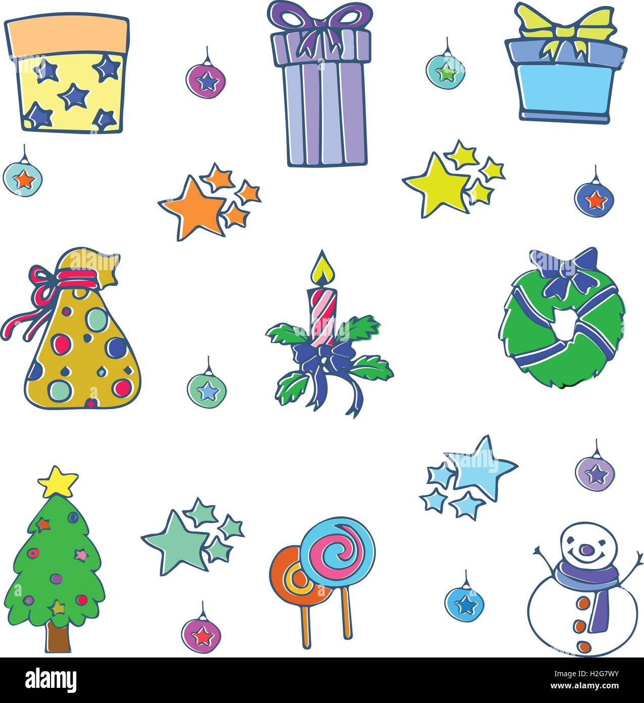 Collection christmas set of doodle Stock Vector Image & Art - Alamy