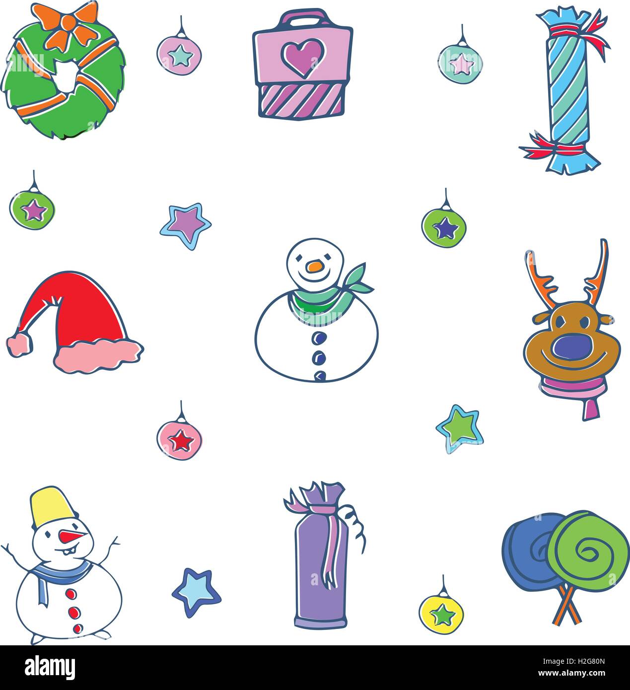 Cute christmas object doodle set Stock Vector Image & Art - Alamy