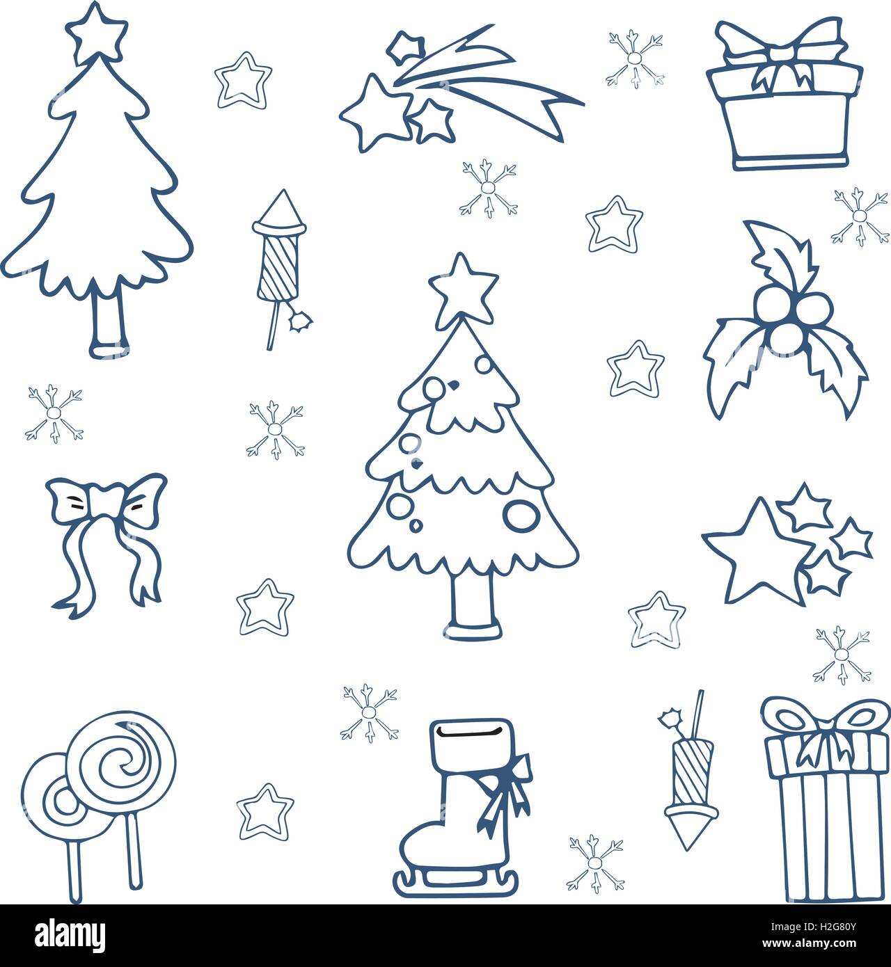 Hand draw christmas doodle backgrounds Stock Vector Images - Alamy