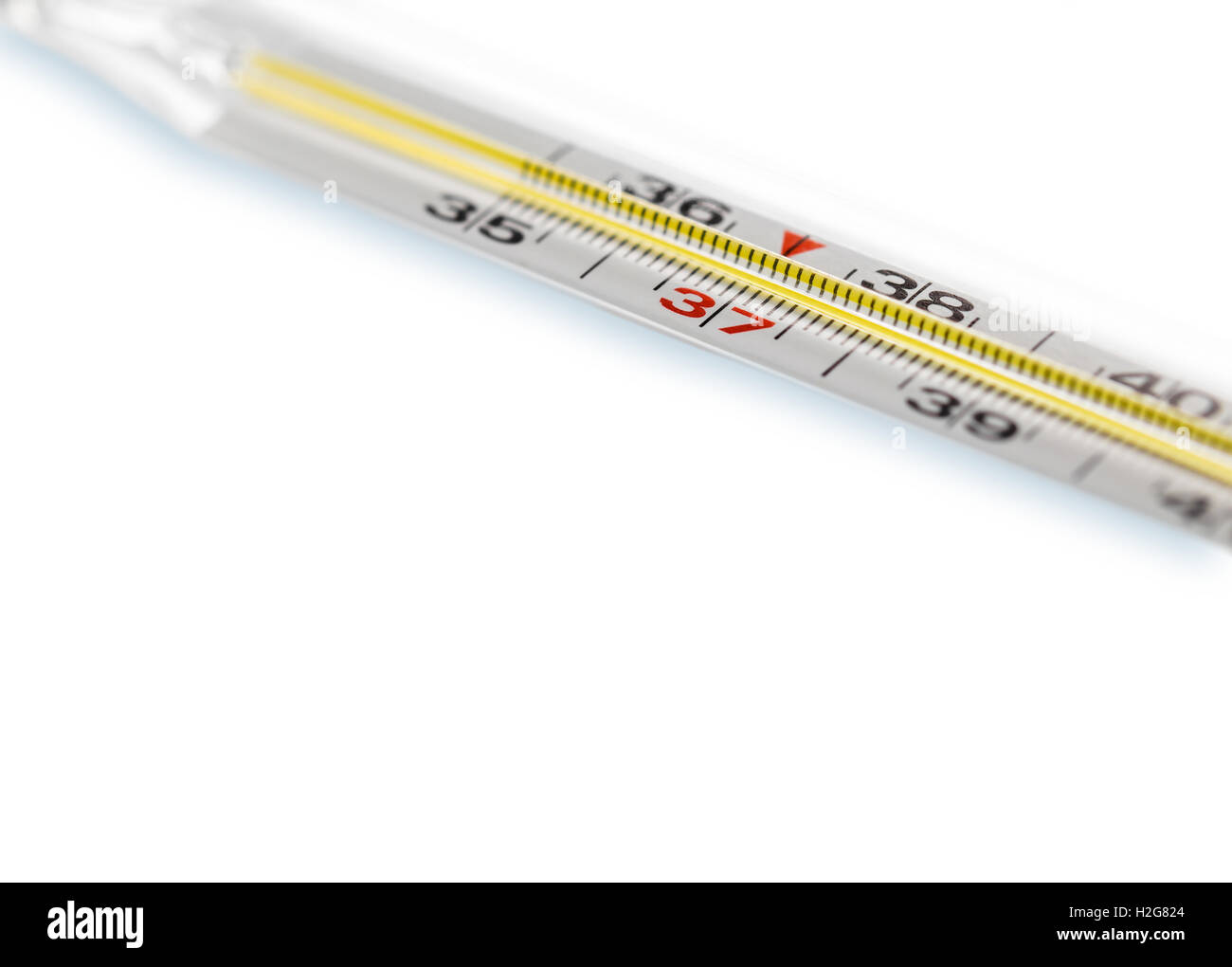 Scale of thermometer closeup on a white background Stock Photo - Alamy