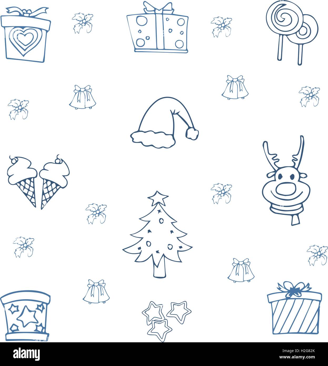 Flat hand draw christmas object of doodle Stock Vector Image & Art - Alamy