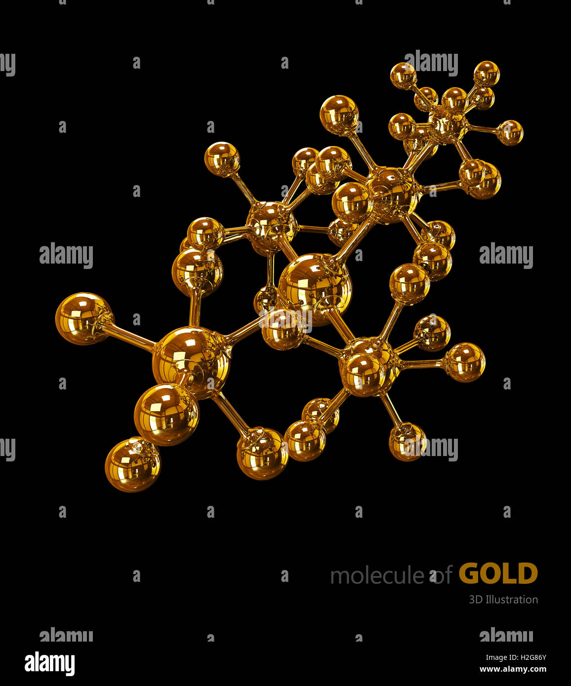 Illustration, Gold Molecule isolated black background Stock Photo - Alamy Illustration, Gold Molecule isolated black background Stock Photo - Alamy