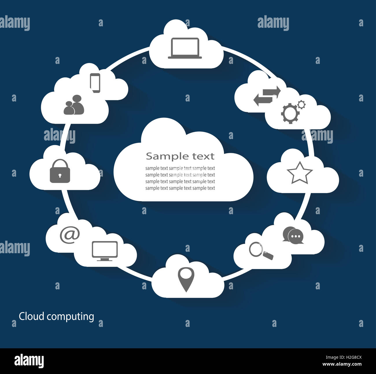 Cloud computing with media icons infographic Stock Photo - Alamy
