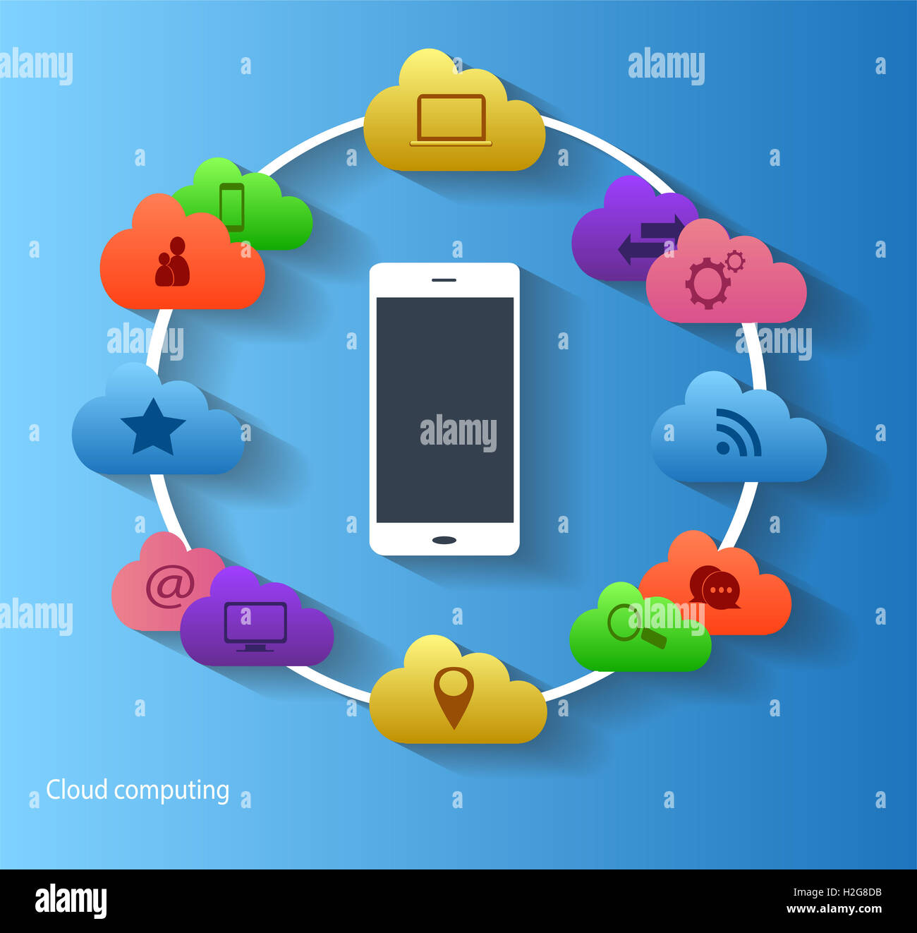 Cloud computing with media icons infographic Stock Photo - Alamy