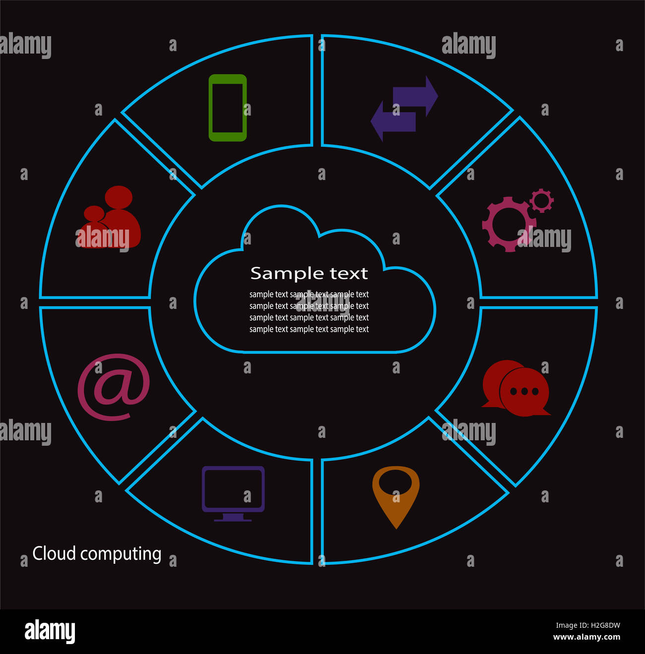 Cloud computing with media icons infographic Stock Photo - Alamy