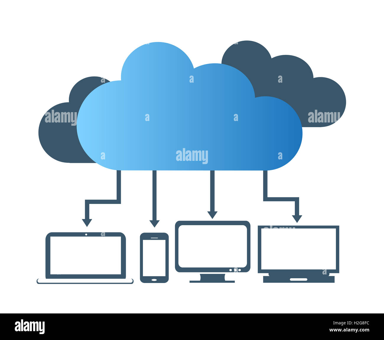 Cloud computing with media icons infographic Stock Photo - Alamy