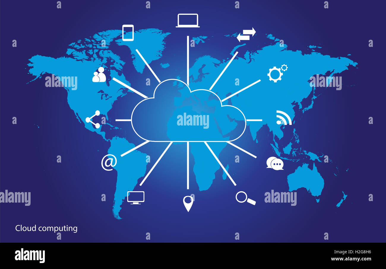 Cloud computing with media icons infographic Stock Photo - Alamy