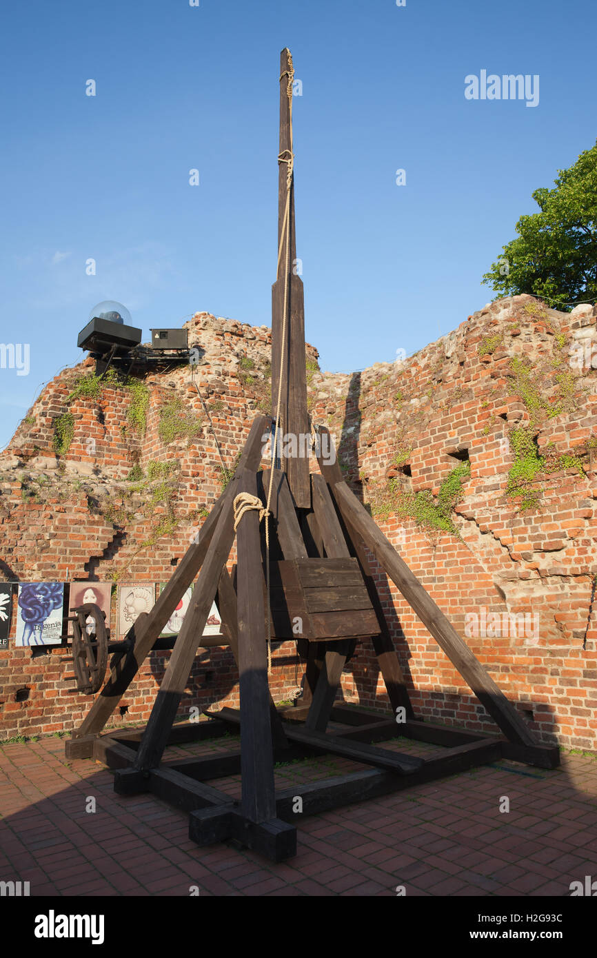 Trebuchet medieval siege engine, hurling counterweight machine in Torun ...