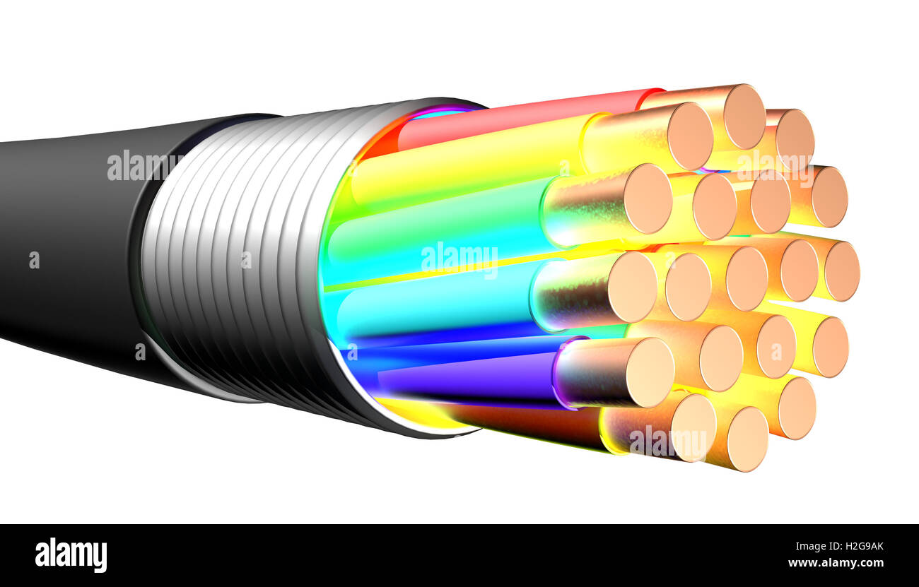 Electrical cable on white background. Close-up Stock Photo - Alamy
