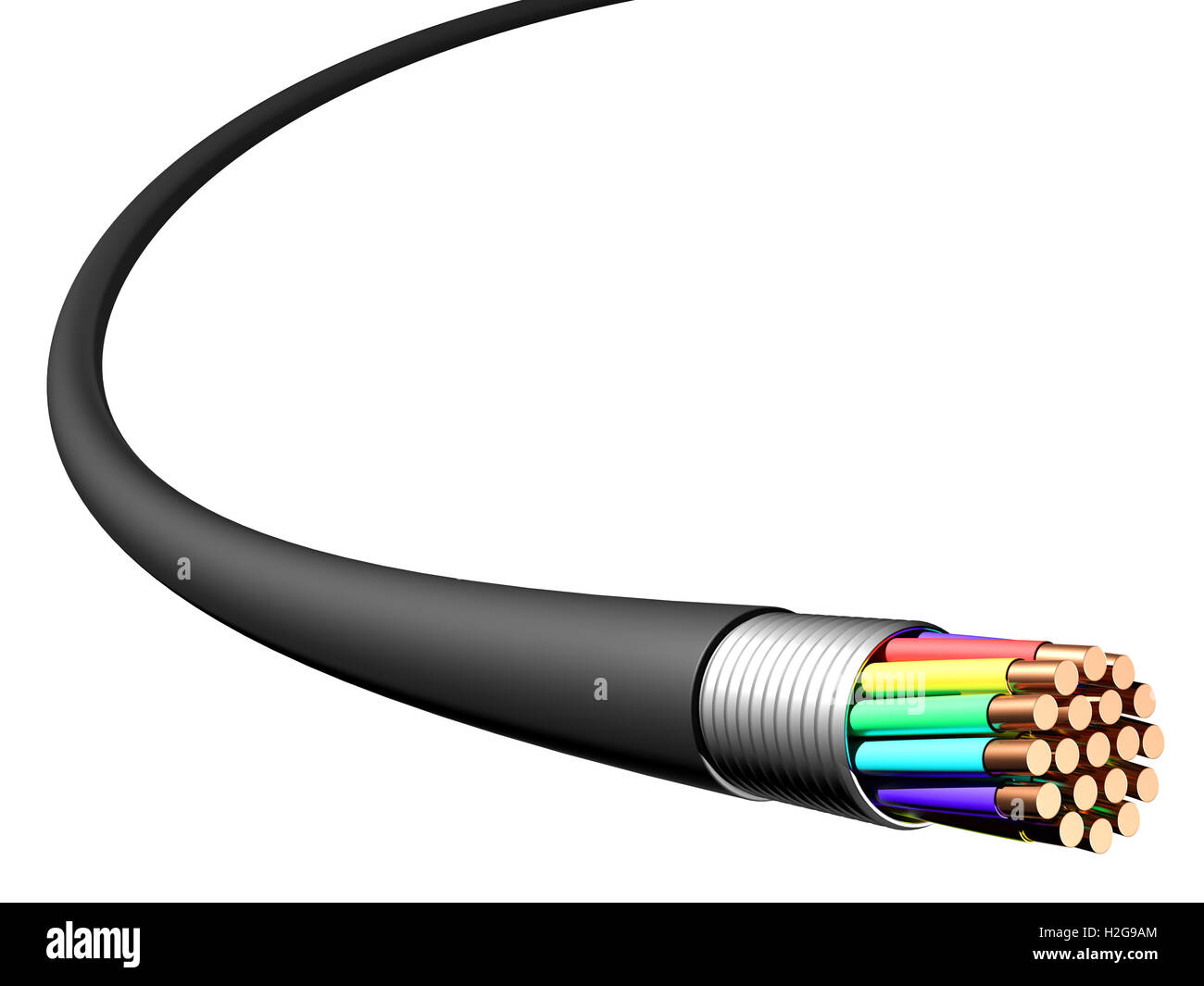 Electrical cable on white background. Close-up Stock Photo - Alamy