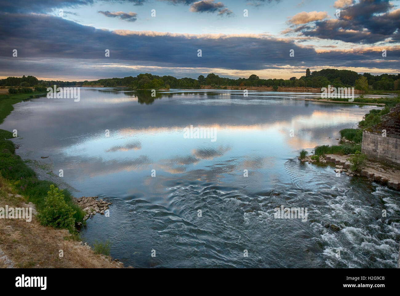 Evening view of the Loire at Beaugency, France Stock Photo - Alamy