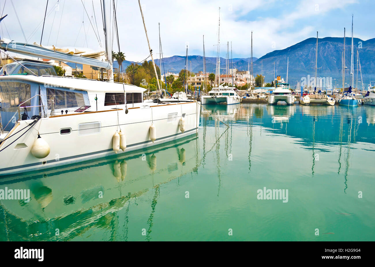 boats at Kalamata harbor Peloponnese Greece Stock Photo - Alamy