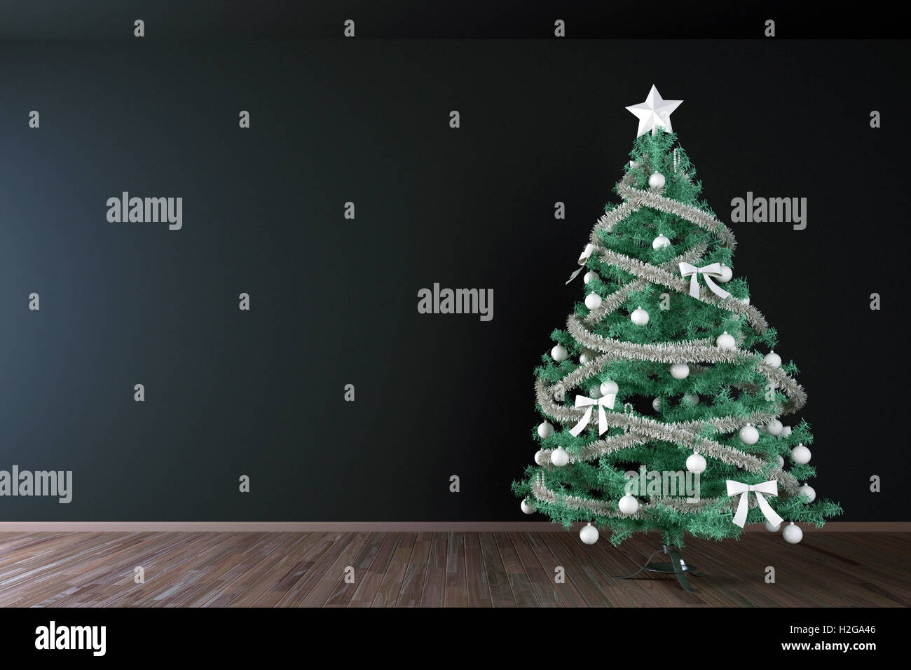 Empty wall background with christmas tree. Easy place your creative on ...