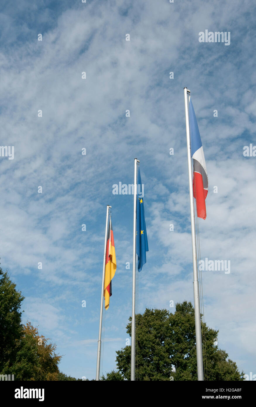 French German and European Flags Stock Photo - Alamy