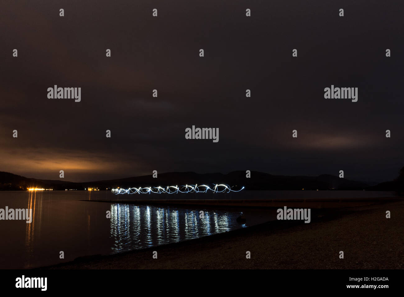 Light painting on the slipway in Balloch park Stock Photo - Alamy